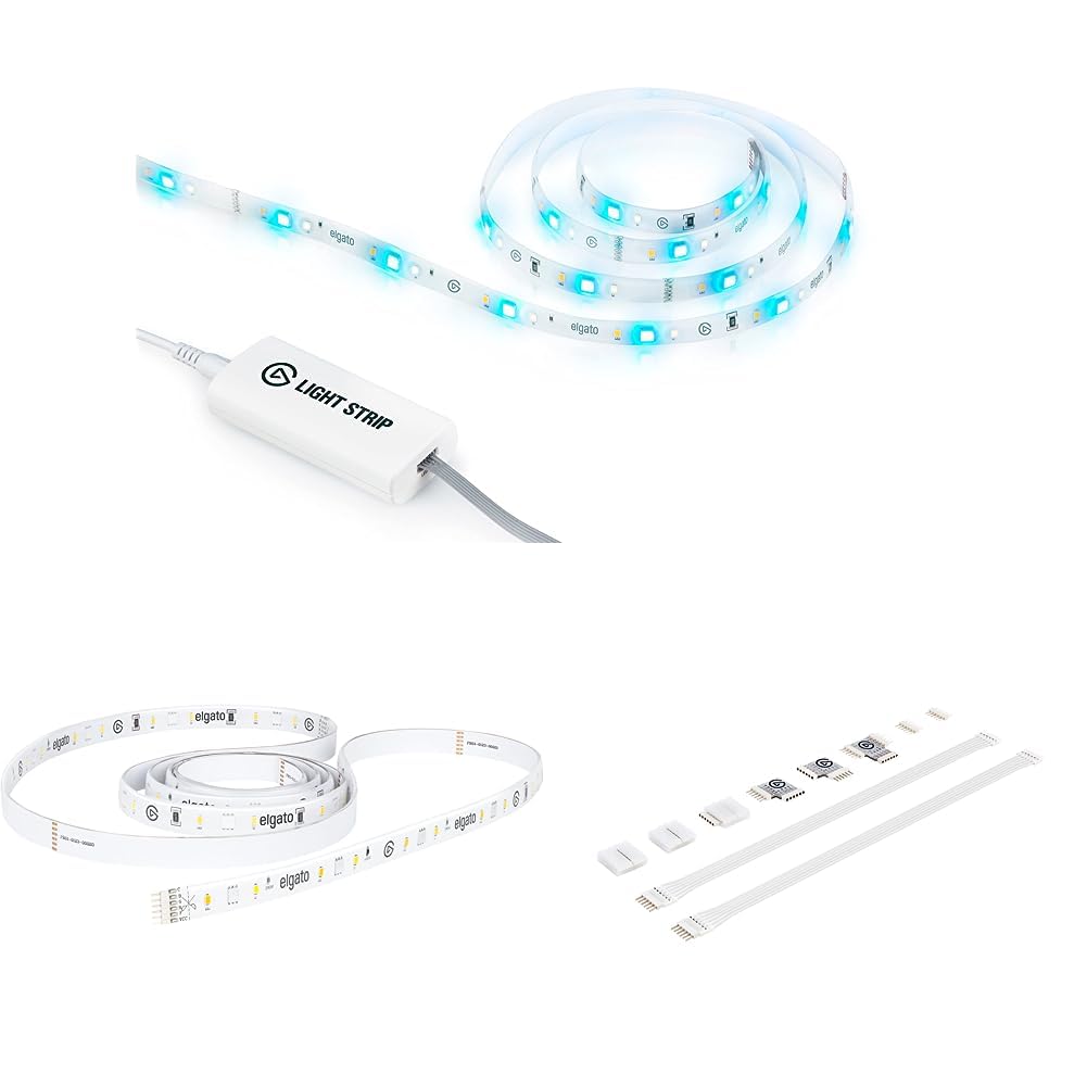 Elgato Light Strip Full Set - Smart Light with RGBWW LEDs including Warm/Cold White, App-Control iOS/Android, PC/Mac, perfect for Gaming, Streaming and Home Setups, Extend and Customise up to 10m