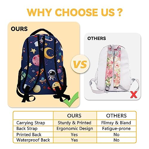 KAXVZER Space Backpack for Girls - 16 Inch Blue Backpacks for School - Cute Lightweight Bookbag for Boys