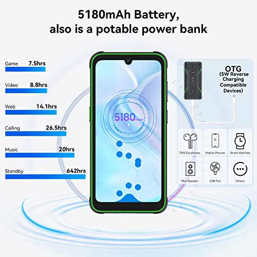 Rugged Unlocked Phones, Blackview BV5200 Pro (2023New) Android Phone, 7GB+64GB/1TB Extension Unlocked Cell Phone, Android 12 Smartphone, ArcSoft® 13MP, 6.1''HD+,Face ID,NFC, 5180mAh Battery,Glove Mode