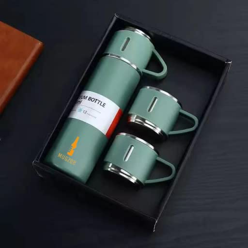 MUGZee Stainless Steel Thermo 500ml/16.9oz Vacuum Insulated coffee thermos with cups for Hot drink and Cold drink water and coffee flask.