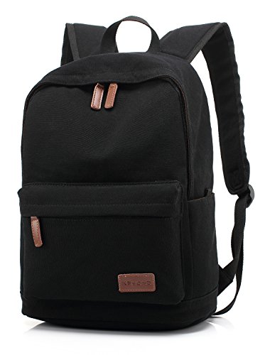 KAYOND Casual Style Lightweight canvas Laptop Bag/Durable Travel backpacks/Rucksack for Men&Women/Fashion Backpack Fits 15 inch Notebook (Black)