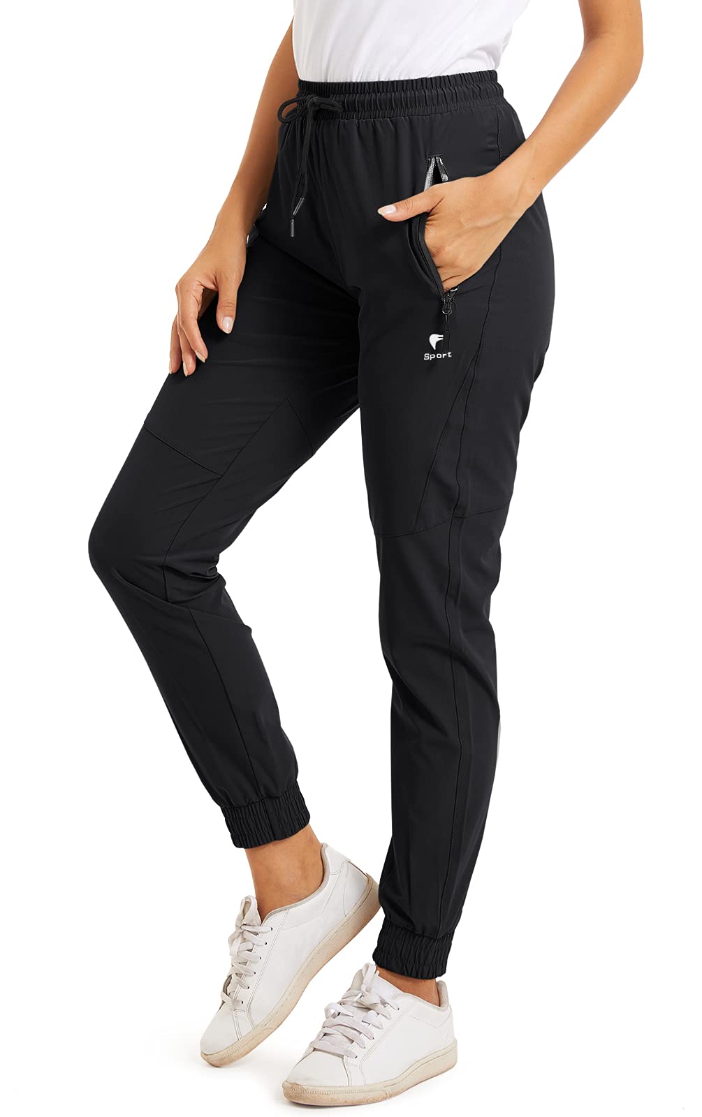 EKLENTSON Sweatpants for Women Jogger Dry Fit Hiking Closed Bottom Workout Pants Black