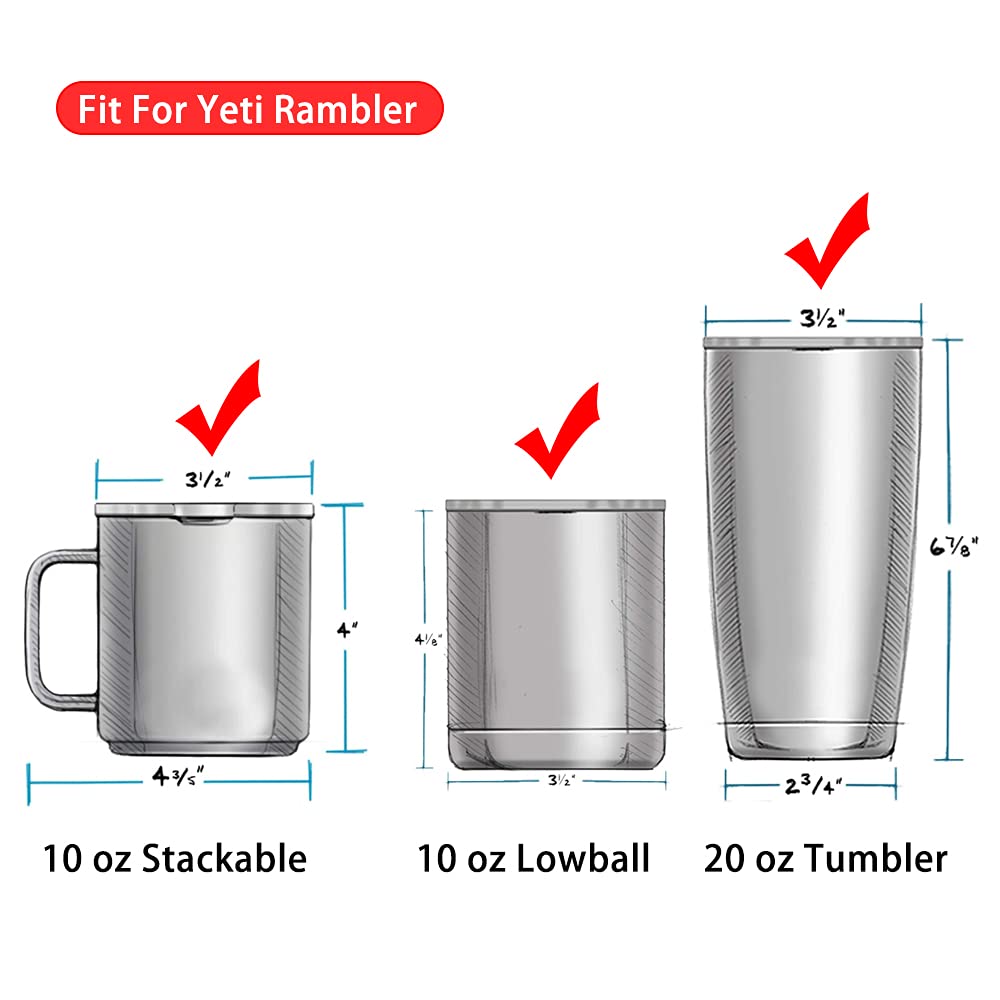 Covers For Yeti Magnetic Slider Replacement, 2-Pack Spill-Proof Maglsider Fit For Yeti Rambler 20 oz Tumbler, 10 oz Lowball and Mug