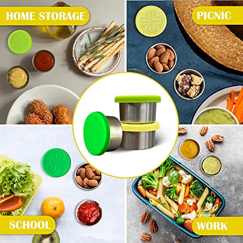 WEST BROS Leakproof Salad Dressing Container To Go 3 x 1.7oz, Small Stainless Steel Condiment Containers with Lids, Sauce Containers For Lunch, Dressing Cups with Lids, Sauce Cups Dip Containers Box