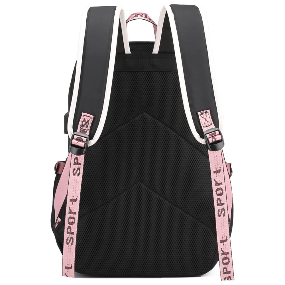 CUSALBOY Fashionable Computer Backpack Youth School Casual Backpack with USB Port, Travel Business Backpack Cartoon Luminous Pattern (black 4)