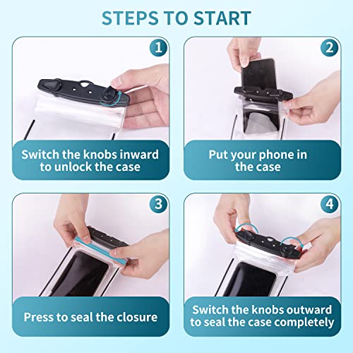 Universal Waterproof Phone Pouch, 4-Pack IPX8 Waterproof Phone Lanyard Case Compatible with iPhone 14/13/12/11 Pro Max/Pro/8 Plus, Galaxy S22/S21/S20/S10/Note 20/10/9 up to 6.8", Dry Bag for Vacation