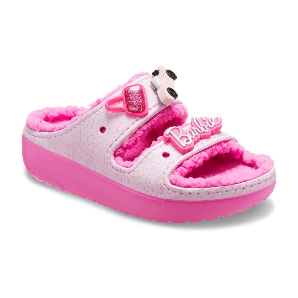 Crocs Unisex Classic Barbie Cozzzy Platform Sandals | Fuzzy Slippers Slide, Electric Pink, Numeric_4 US Men