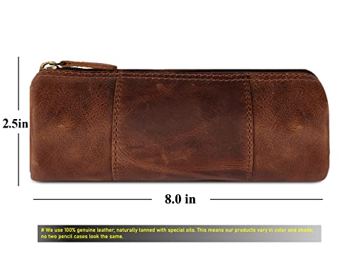 The Antiq Make-up Pouch, Leather Zipper Pouch, Leather Pencil Case, Marker Pouch