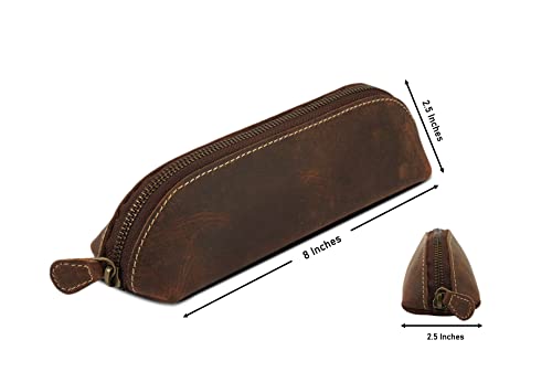 The Antiq: Pencil Pouch, Zipper Pencil Case, Leather Pencil Case, Pencil Bag Pouch With Zipper Pen Holders Handmade, Pen & Marker Case, Pencil Case for Artists & Professionals MRD-ZPC-004 0