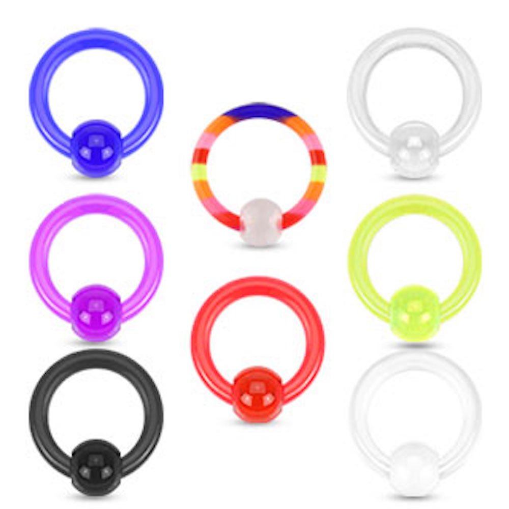 Covet Jewelry All Acrylic Captive Bead Rings (8GA, Length: 12mm, Ball: 8mm, Clear)