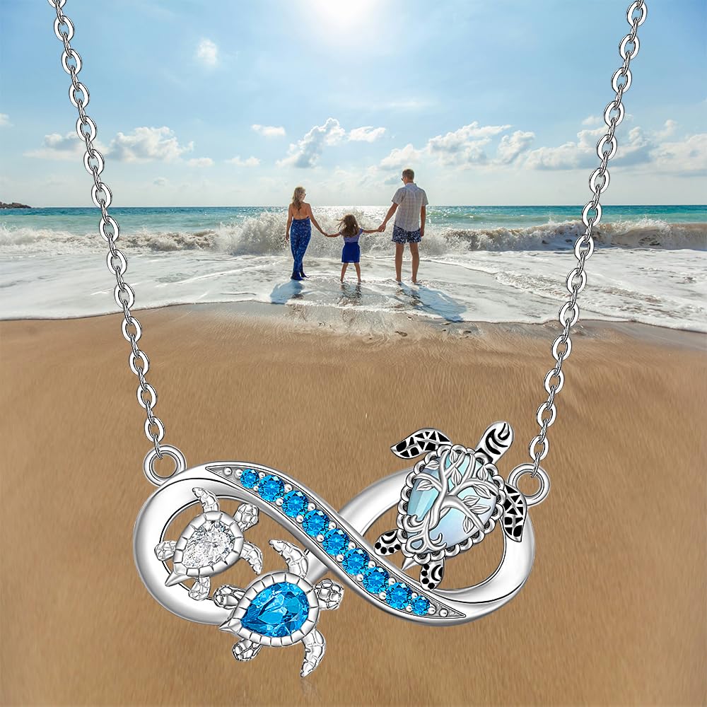 Fenthring S925 Sterling Silver Cat Necklace for Women Tree of Life Black Cat Necklace Sterling Pendant Blue
