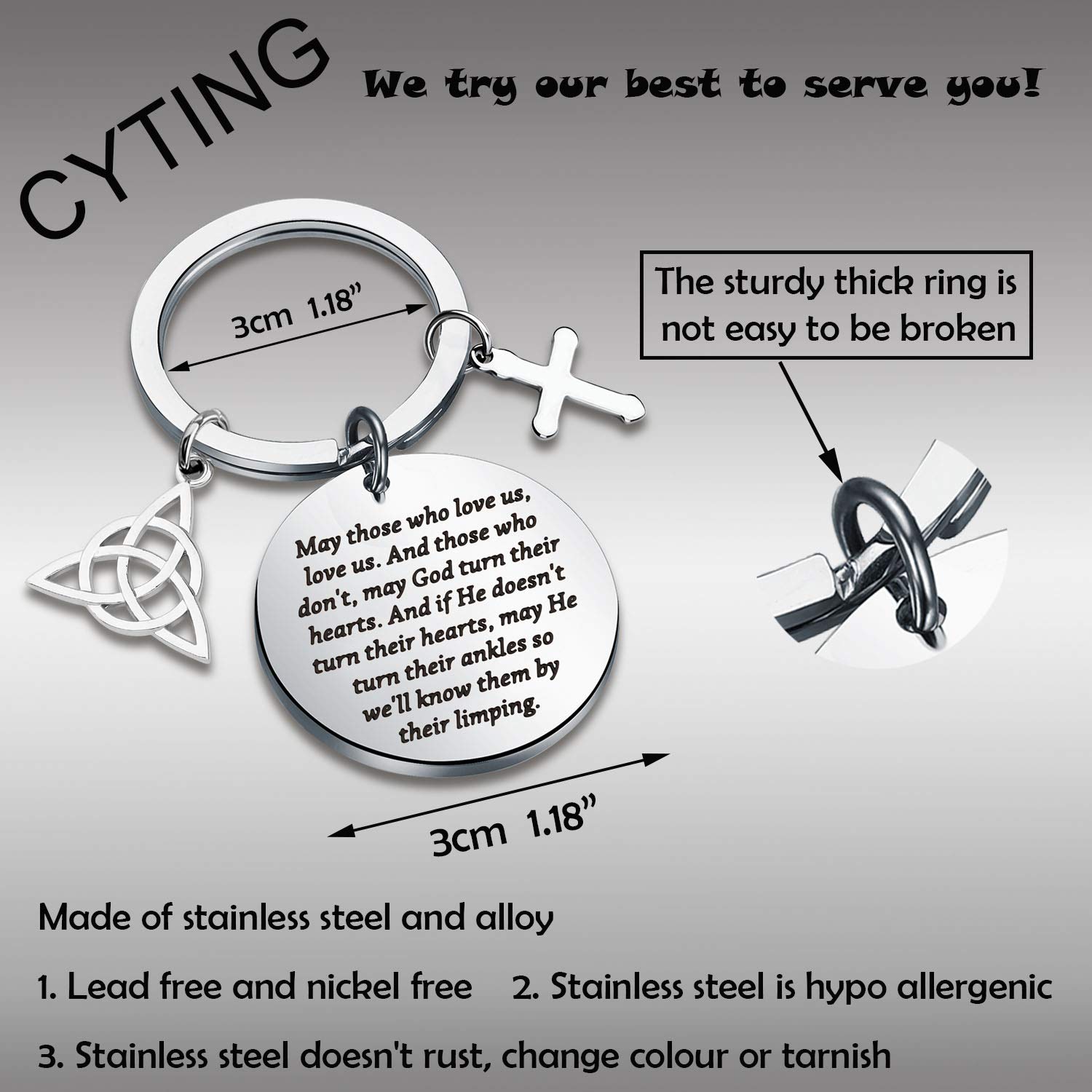 CYTING Irish Blessing Keychain May Those Who Love Us Love Us With Celtic Trinity Knot Good Luck Jewelry LDR Going Away Gifts
