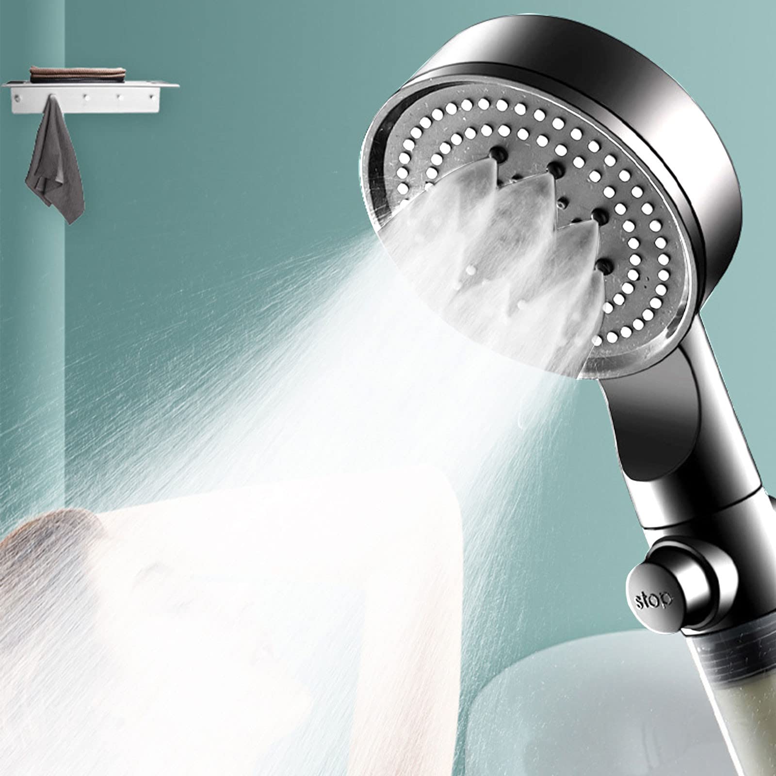 High Pressure Handheld Shower Head With Carbon Filter, 5 Spray Modes Showers, Hard Water Softener Filtered Showerhead For Luxury Shower