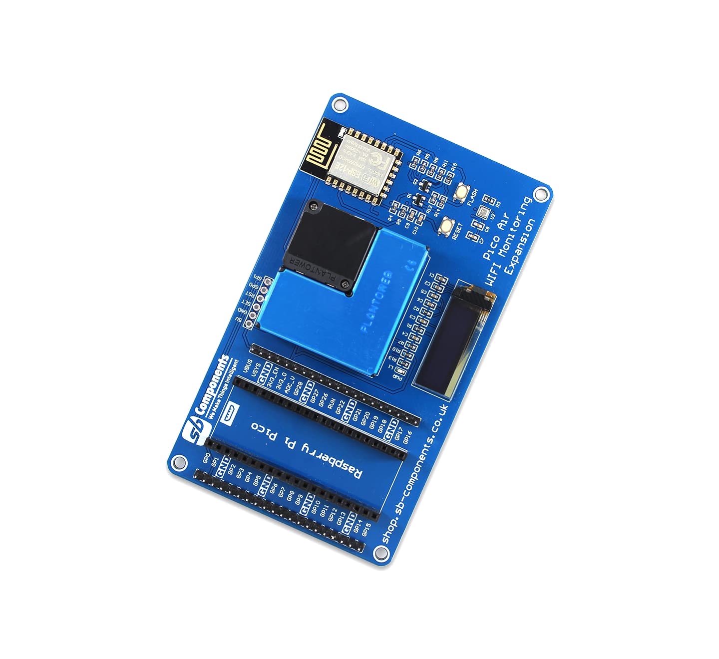 Raspberry Pi Pico Air WiFi Monitoring Expansion PMSA003 Sensor ESP8266 Module Air Monitor WiFi HAT for Raspberry Pi Pico with inbuilt 0.91" OLED Display