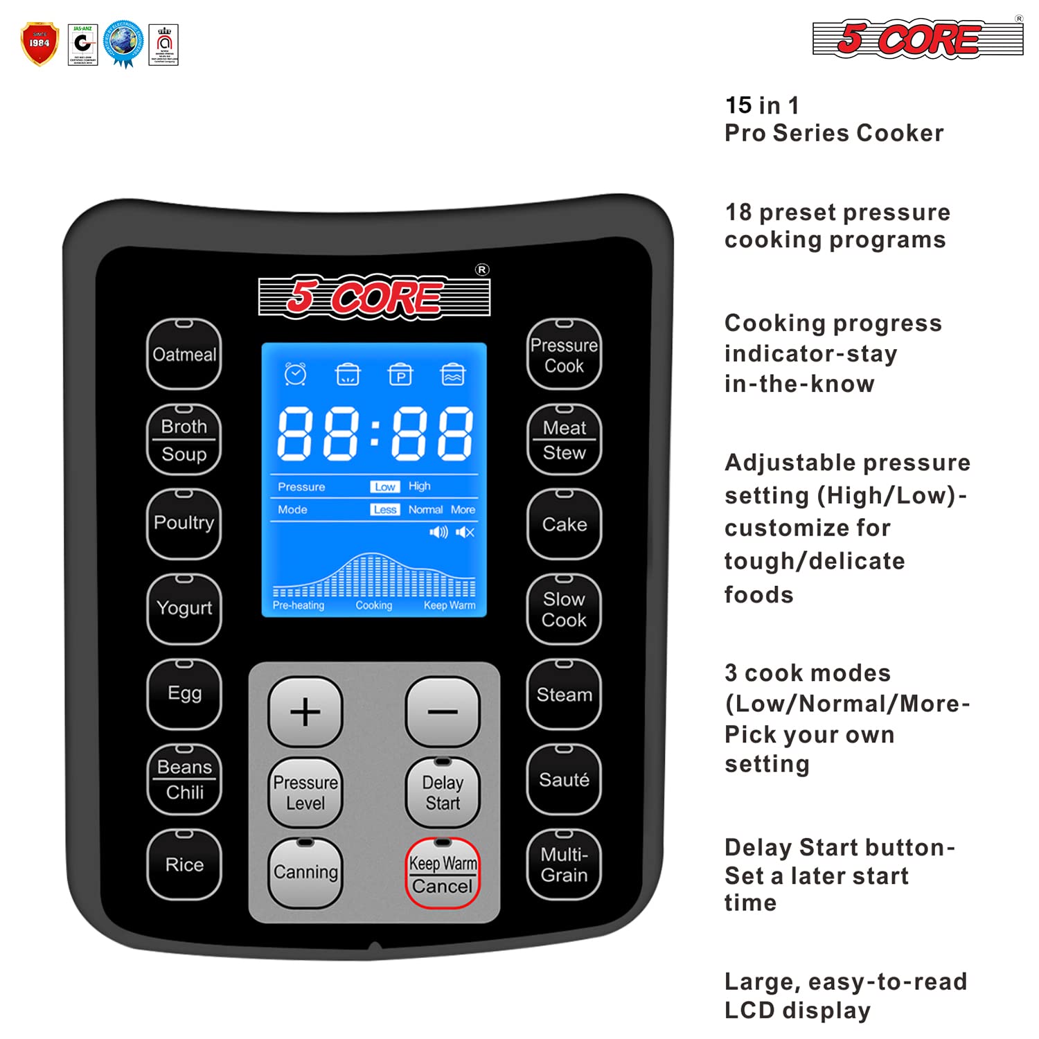 Electric Pressure Cooker Digital Instant Programmable Multicooker Pressure Pot 6 Quart 15 IN ONE Pot 5 Core EPC6QT ⭐⭐⭐⭐⭐Ratings ✔️ Best Deal 👍 (EPC-6QT)