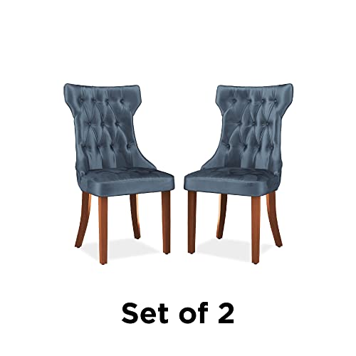 DHP Clairborne Dining Chair, Set of 2, Navy Velvet
