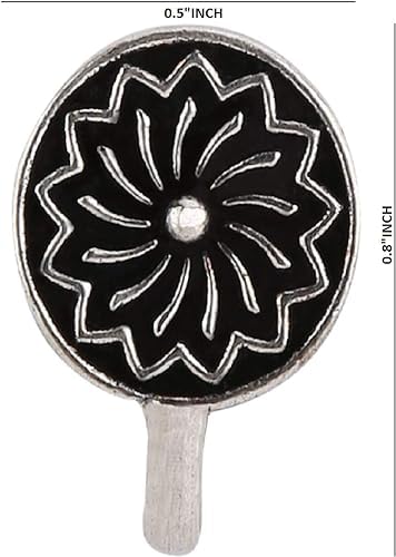 Efulgenz Indian Silver oxidized Faux Fake Non Piercing Open Hoop Ring Clip on Nose Studs Body Jewelry (Style 3)