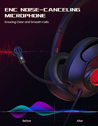 EKSA Ultralight USB Gaming Headset, Computer Headphones with AI Intelligent Noise Cancelling Microphone, 7.1 Surround Sound, Wired Headset for PC, PS4, PS5, Switch, Computer, Laptop