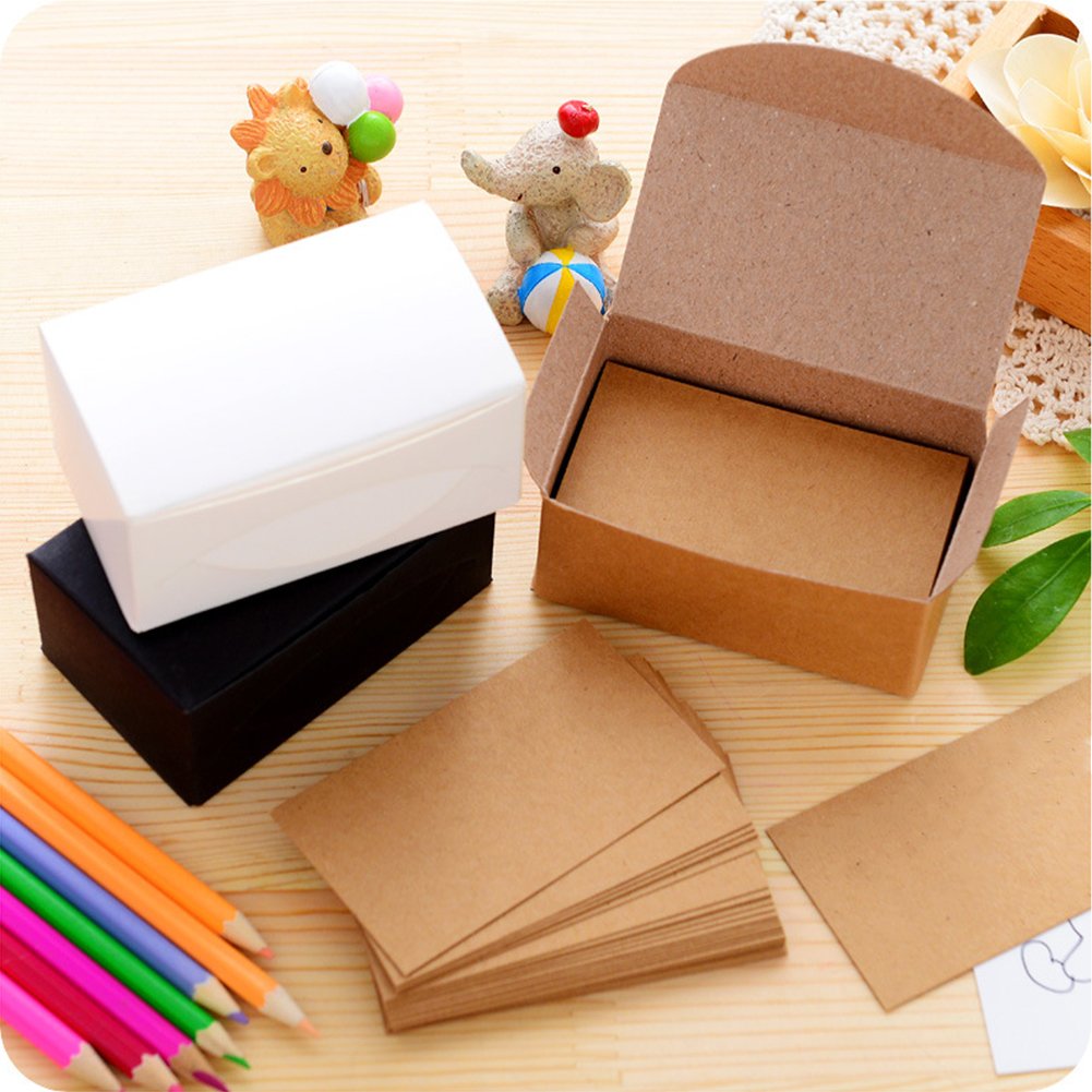 CREATIVE HOBBIES 100pcs Kraft Paper Double-Sided Blank Cards Business Cards Word Card Message Card DIY Gift Cards for Handwriting Doodle White 100 Sheets