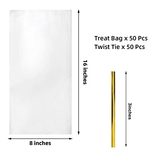 Morepack 8x16 Inches Cellophane Bags,50Pieces Clear Cellophane Gift Bags for Wine Bottles