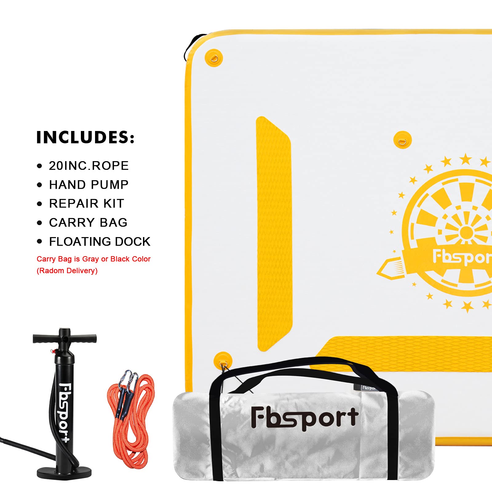 FBSPORT Inflatable Floating Dock, 6ft/ 8ft/10ft Inflatable Water Platform Swim Dock Mat with None-Slip Surface,6 Inch Thick PVC Construction,Floating Platform for Pool Beach Ocean