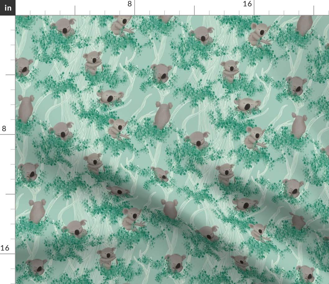 Spoonflower Fabric - Koala Bears Eucalyptus Trees Mint Bear Animal Printed on Petal Signature Cotton Fabric Fat Quarter - Sewing Quilting Apparel Crafts Decor