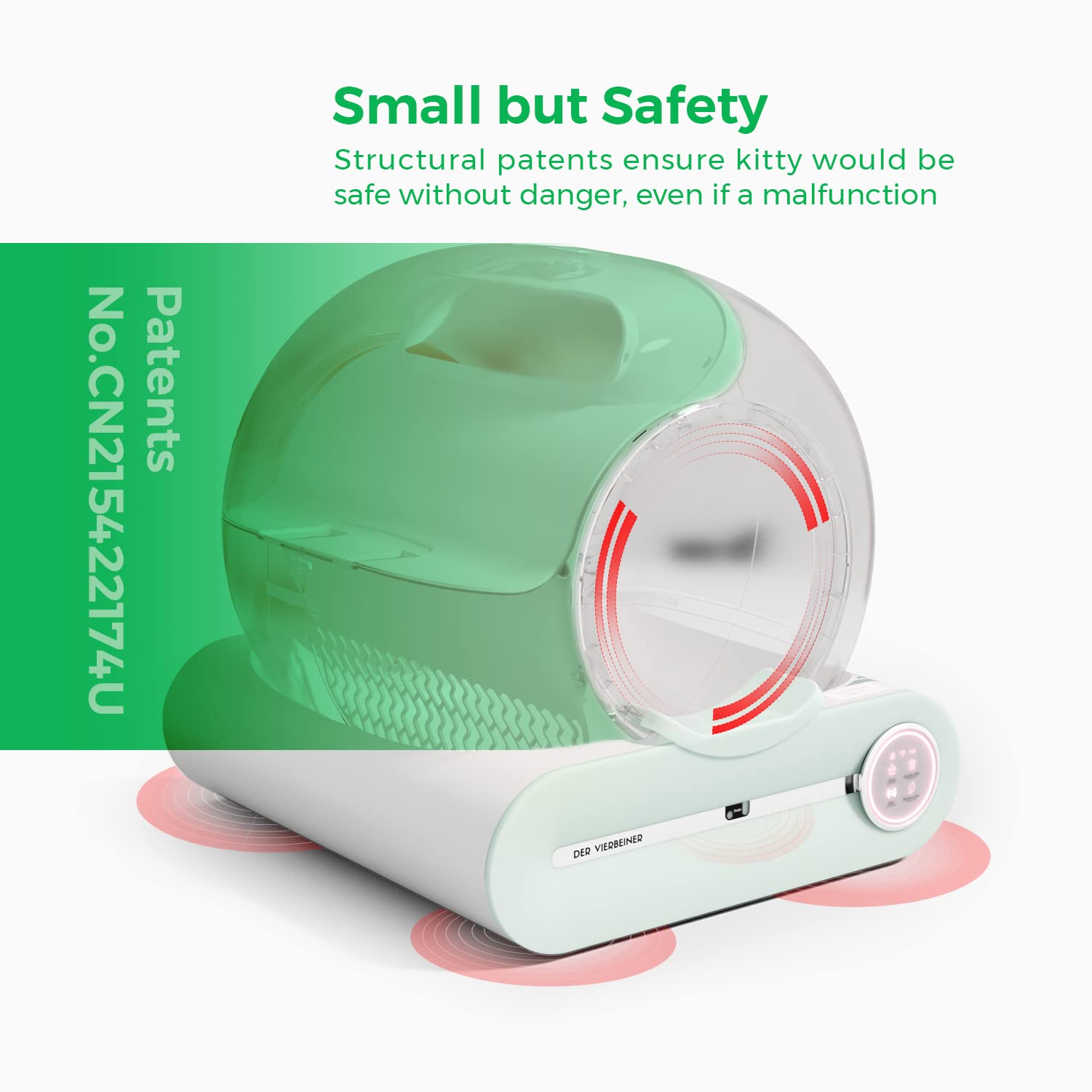 DER VIERBEINER Self-Cleaning Cat Litter Box, Automatic 65L+9L Large Capacity Cleaning Robot, APP Control/Odor Removal/Safety Protection Smart Cat Litter Box for Multiple Cats 【2023 Newest Version】