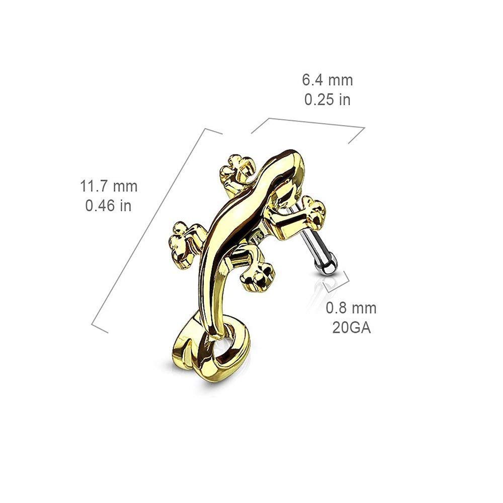 Covet Jewelry Gecko Nose Crawler 316L Surgical Steel Nose Bone Stud Ring