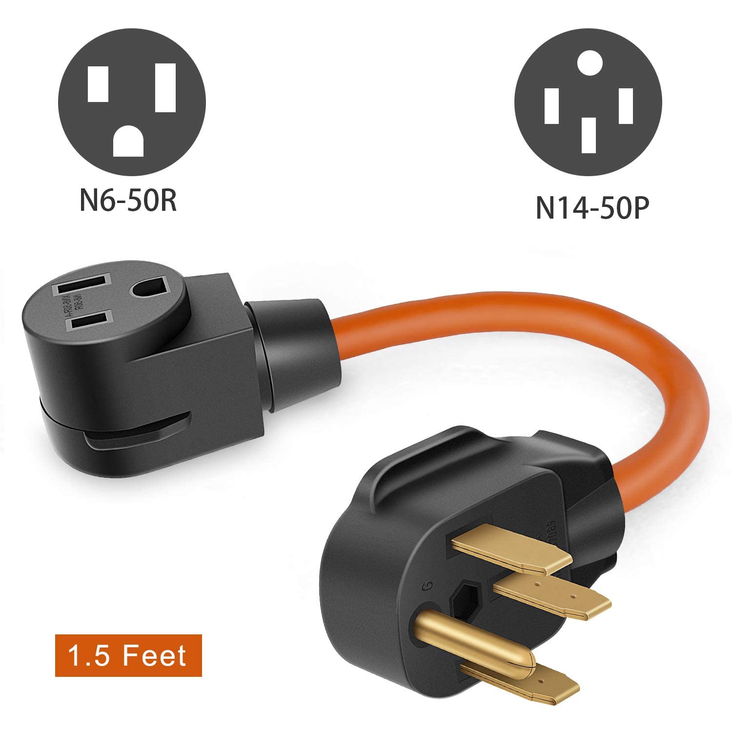 Cleyean Nema 14-50P to 6-50R Welder Adapter Cord, Welder Plug Outlet Adapter Power Cord Heavy Duty STW 8AWG, 50Amp, 250V, 1.5FT