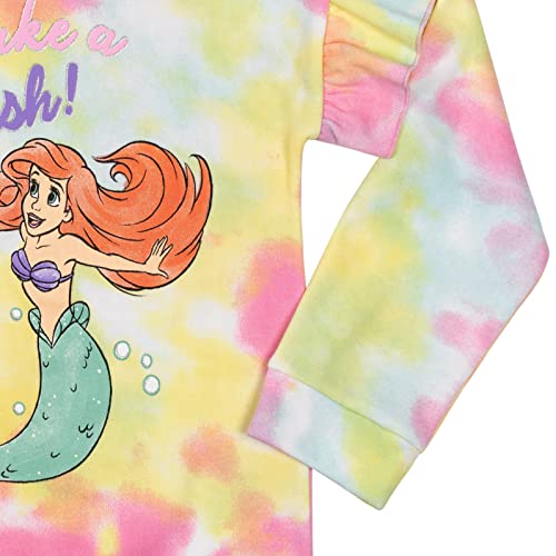 Disney Little Mermaid Princess Ariel Little Girls Fleece Pullover Sweatshirt Tie Dye 7-8