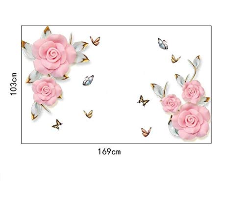 COVPAW® Wall Sticker & Mural Rose Vine Pink Home Decor Accent Living Room Bedroom Flower Wall Decal Corridor Stair Removable