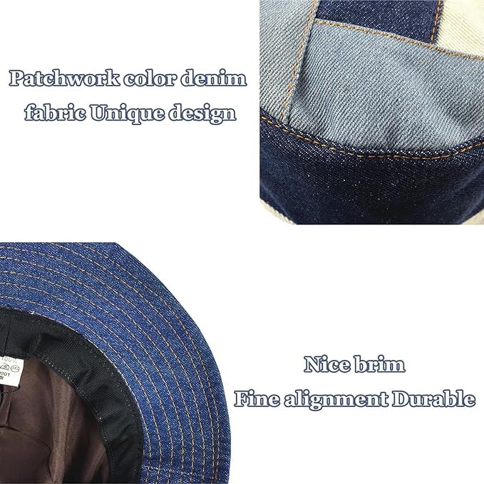 Denim Bucket Hats Unisex Trendy Summer Beach Sun Hats for Women Men Lightweight Packable…