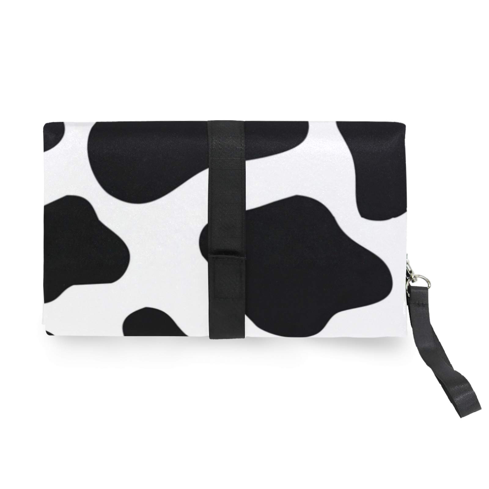 Cow Baby Changing Pad, Portable Diaper Changing Pad, Diaper Bag Mat, Foldable Travel Changing Station | Stroller Strap,Side Pocket for Wipes Diaper
