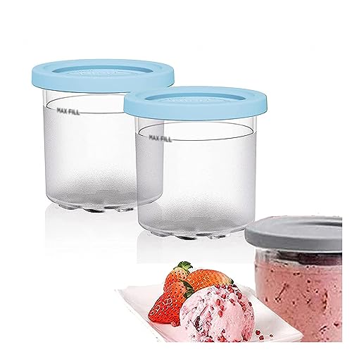 UNDR 2/4/6PCS Creami Deluxe Pints, for Creami Ninja Ice Cream Deluxe,16 OZ Ice Cream Containers with Lids Reusable,Leaf-Proof for NC301 NC300 NC299AM Series Ice Cream Maker,Blue-4PCS