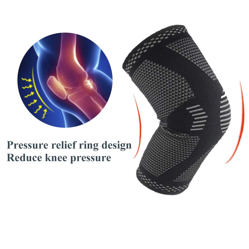 Dr.Pedi Knee Brace Compression Sleeve Injury Recovery Support for Running,Gym and Joint Pain Relief Black Xlarge