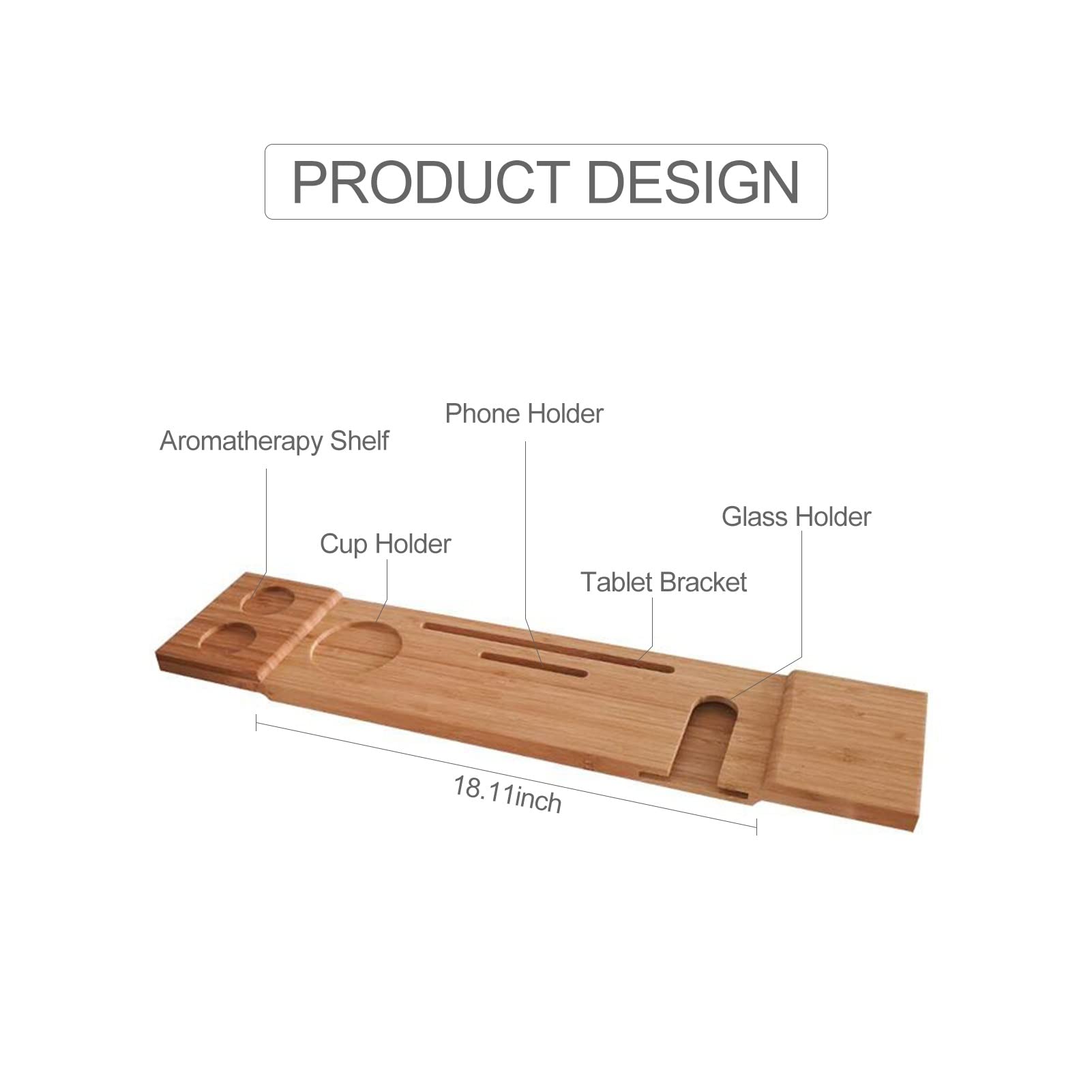 IRDFWH Bathtub Tray Spa Bathtub Caddy Organizer Rack Book Wine Tablet Holder Bottom Bath Tub Tray Bridge Shelf