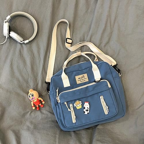 MUSICARD Girls Kawaii Backpack with Cute Pins and Pendant, Japanese Schoolbag Aesthetic Rucksack with Accessories for Teens