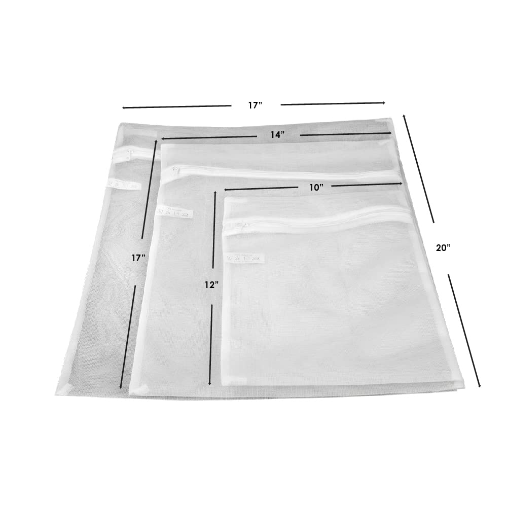 Sunbeam 3 Piece Micro Mesh Delicate Laundry Wash Bag, White