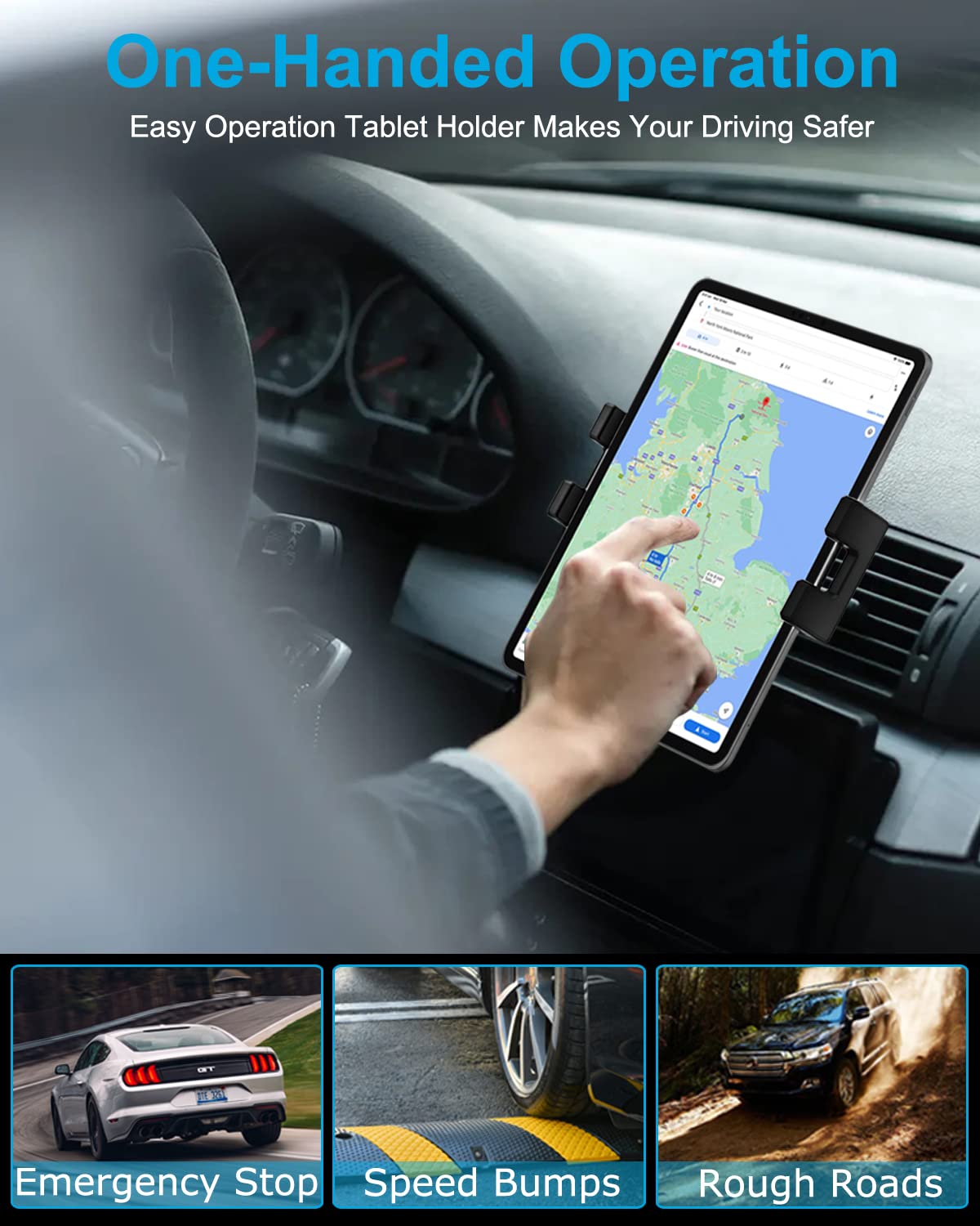 woleyi Car Vent Tablet Mount, Air Vent Clip Tablet Holder for Car with Adjustable Metal Hook Clamp, Compatible with iPad Pro/Air/Mini, Galaxy Tabs/Z Fold, iPhone, More 4.7-13" Cell Phones and Tablets