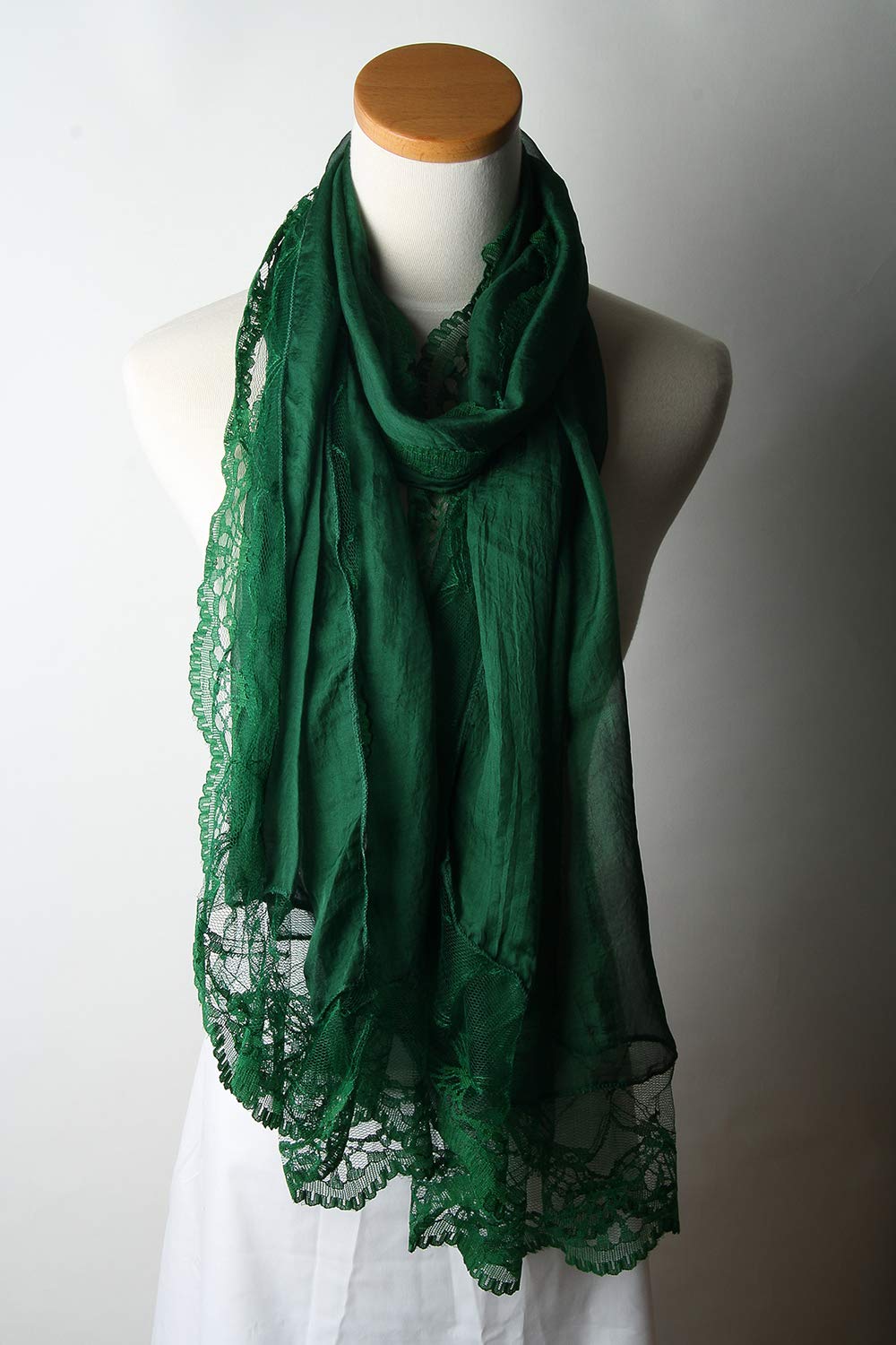 corciova Chiffon Extra Long Dark Emerald Green Sheer Head Silk Scarf Lightweight Evening Pashmina Shawl and Wrap for Women