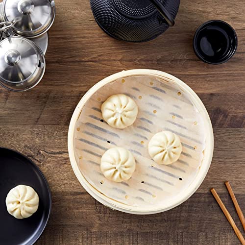 GERUSEA MineDecor 100 Count Perforated Parchment Paper Bamboo Steamer Liners for 12 inch Air Fryer Parchment Paperā¦