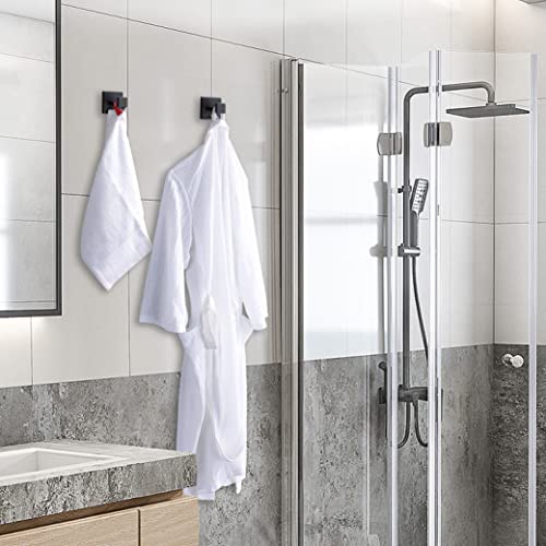 Wieonios Wall Towel Hooks Matte Black Bathroom Bath Towel Hook Stainless Steel, Square Towel Robe Coat Hook Wall Mounted Toilet Kitchen Heavy Duty Door Hanger 4 Pack