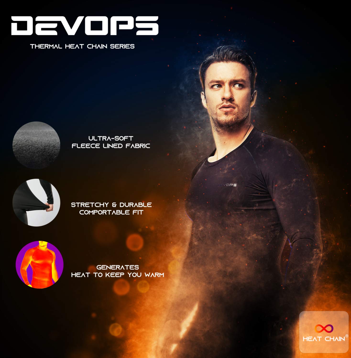 DEVOPS Men's Thermal Compression Pants, Athletic Leggings Base Layer Bottoms (2 Pack) (2X-Large, Black/Light Grey)