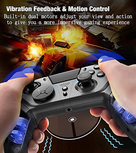 COWBOX 【2021 Upgraded Version】 Wireless P4 Controller with 3 Programmable Back Buttons and 1 Sensitivity-Control Back Button, Game Controller Remote with Turbo/Gyro/HD Dual Vibration/Touch Panel/LED