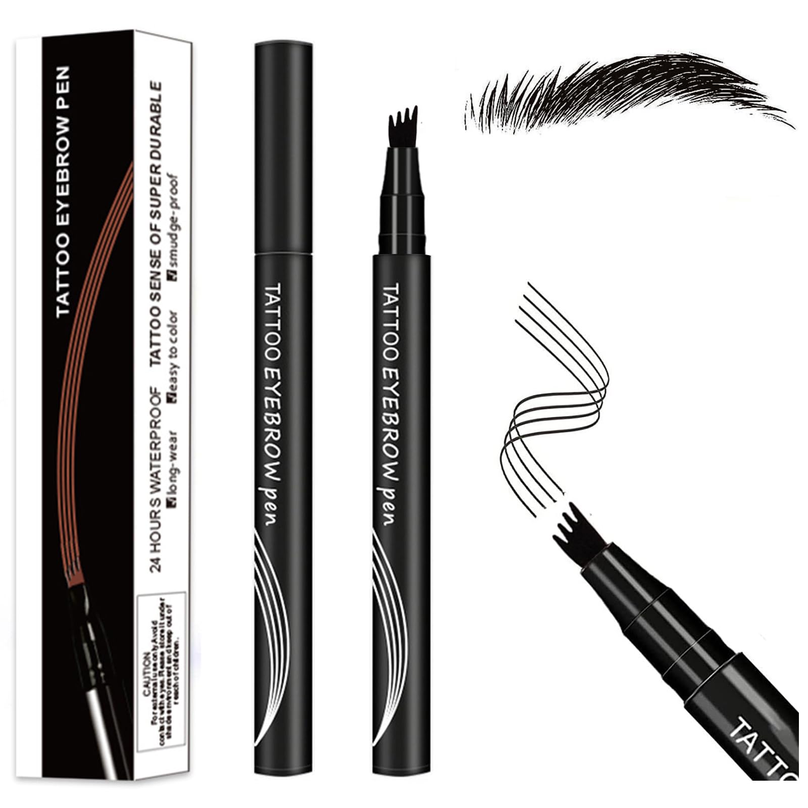 Eyebrow Pen Micro 4 Point Brow Pen,Microblading Waterproof Eyebrow Pen,Liquid Brow Pencil with a Micro-Fork Tip Applicator Creates Natural Looking Brows Effortlessly and Stays on All Day