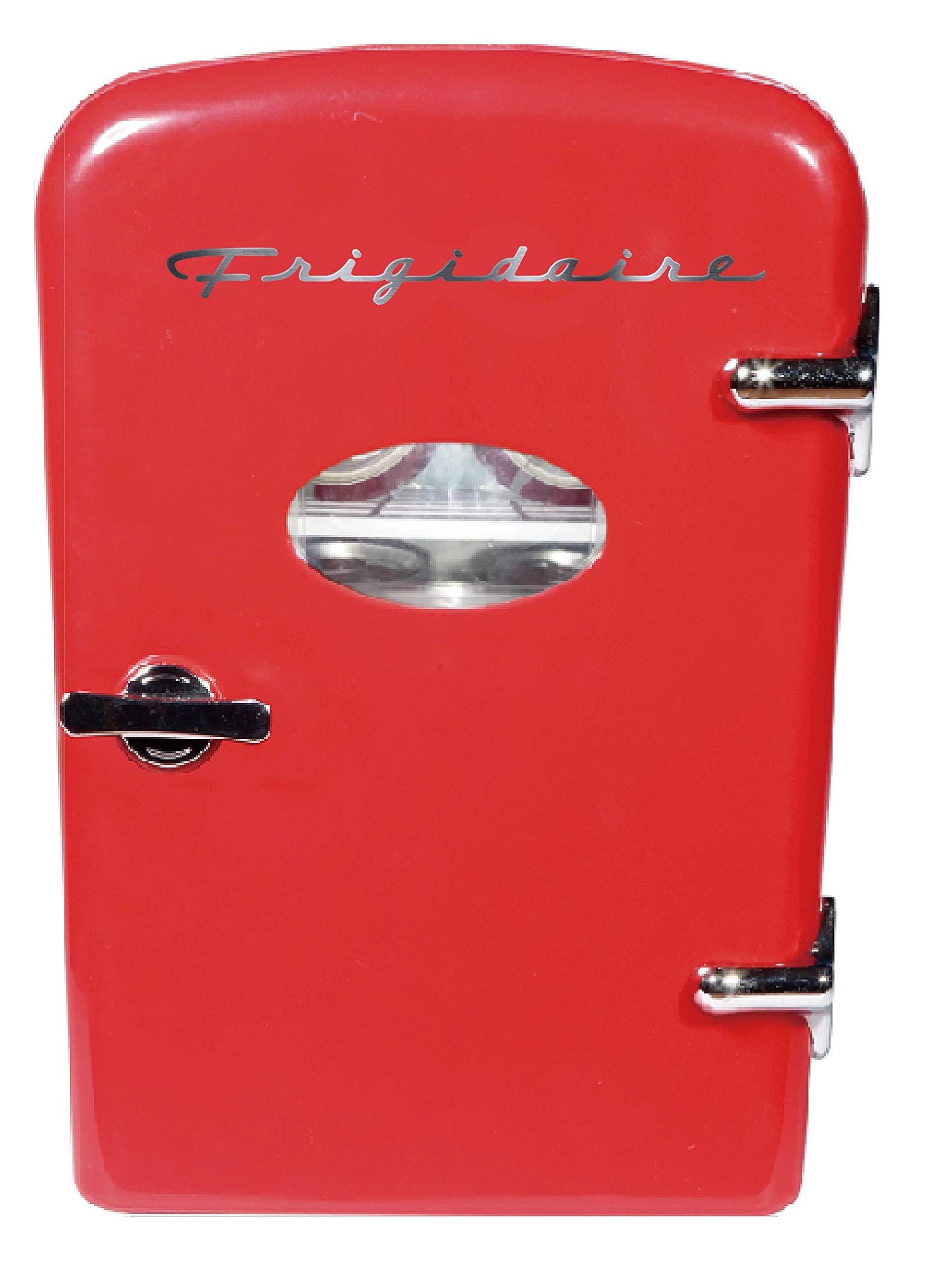 Frigidaire Mini Portable Compact Personal Fridge Cooler, 4 Liter Capacity Chills Six 12 oz Cans, 100% Freon-Free & Eco Friendly, Includes Plugs for Home Outlet & 12V Car Charger (Red) (Renewed)
