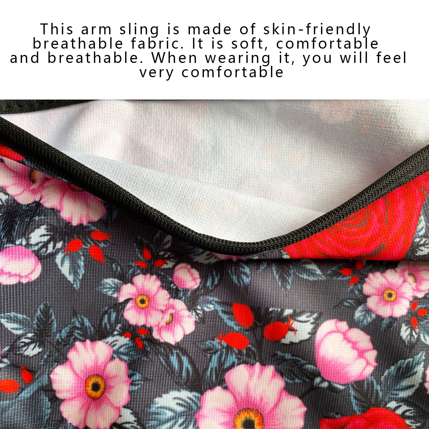 Fotgok Breathable Arm Sling with Waist Belt for Shoulder Women-Shoulder Immobilizer with Strong Support-Breathable Arm Support Brace for Shoulder Injury, Red Rose