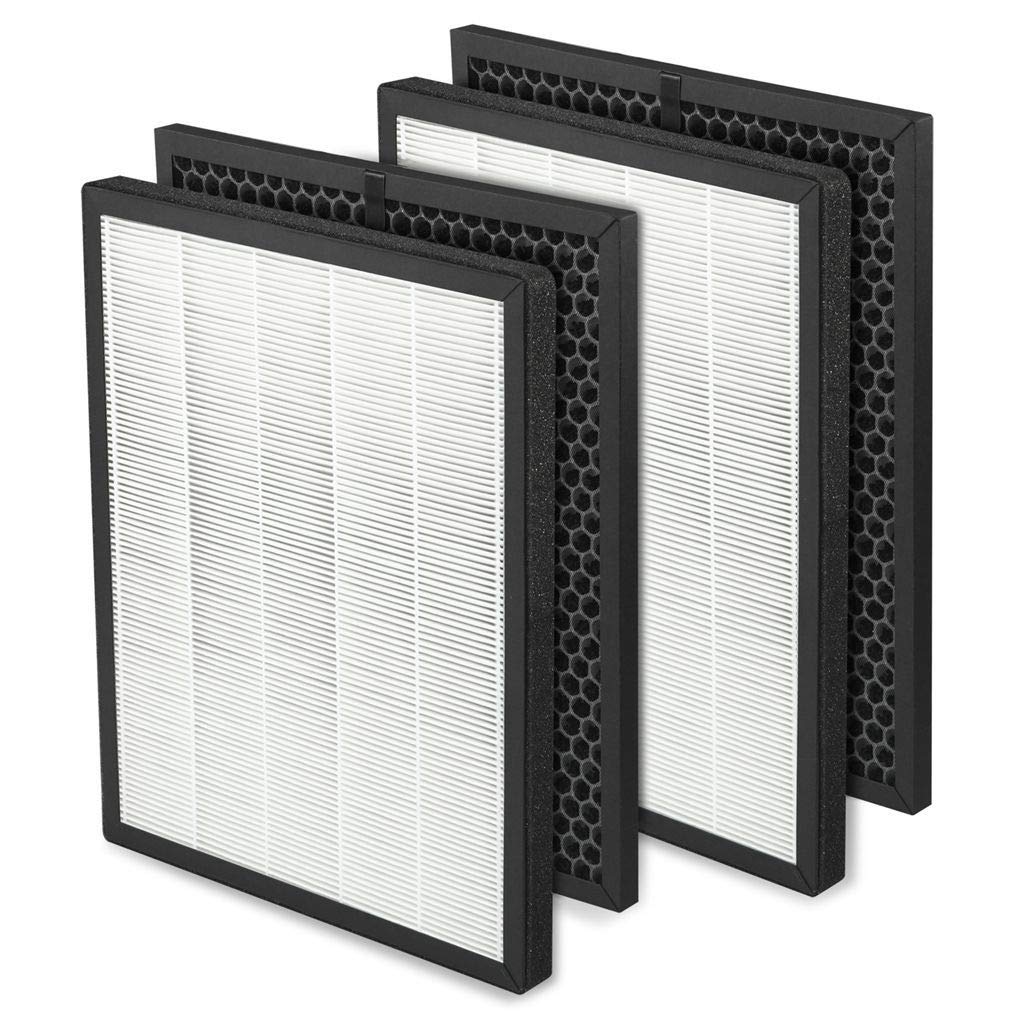 DerBlue 2 Sets True HEPA Filter Replacement Compatible with LV-PUR131, Activated Carbon Filters Set, Part # LV-PUR131-RF