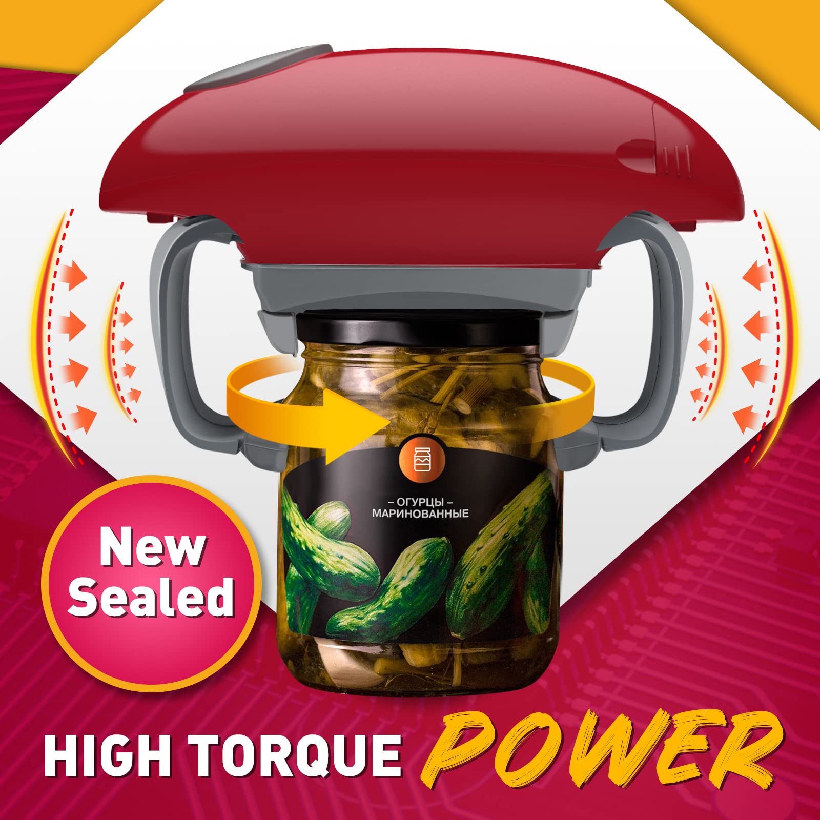 Higher Torque Electric Jar Opener for Seniors with Arthritis Fit Almost Jars Size, Strong Tough Automatic Jar Opener for Weak Hands, Hands Free Battery Operated Bottle Opener for Arthritic Hands(Red)
