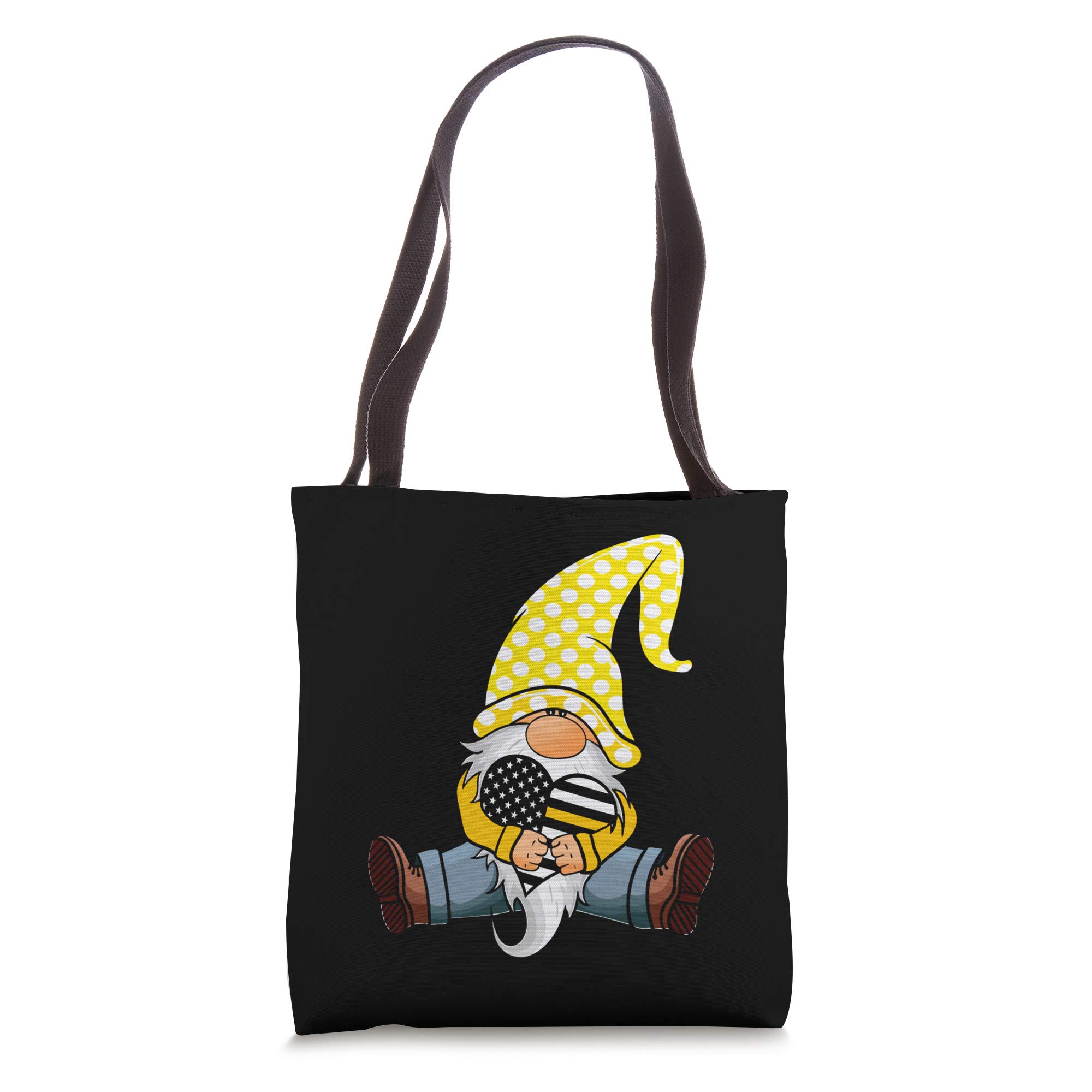 Dispatcher Gnome With Heart American Flag Yellow Line Gnome Tote Bag